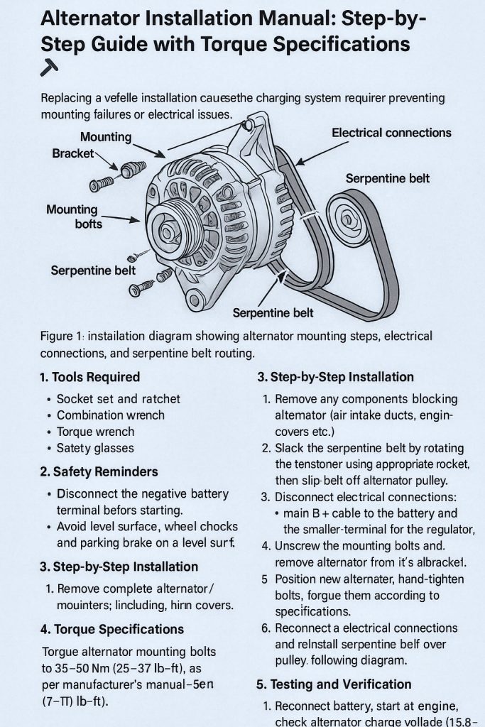 Alternator Installation Manual: Step-by-Step Guide & Torque Specifications